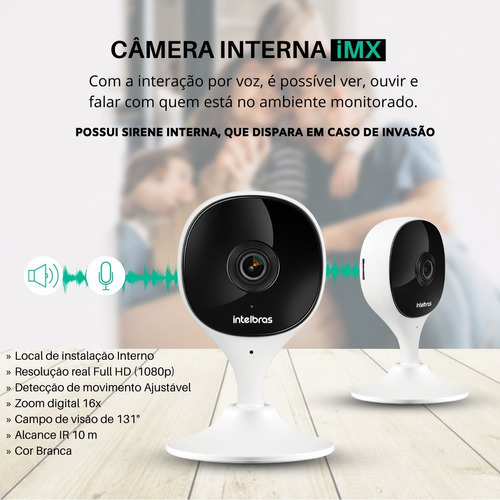 CÂMERA WIFI INTELBRAS FULL HD IMX MAIS CARTÃO 32GB