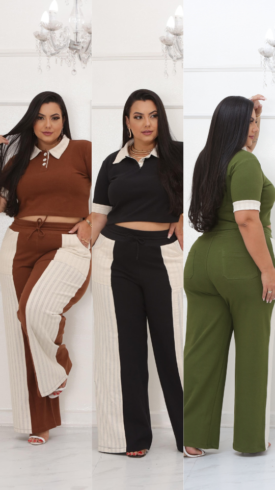 Conjunto Ana Plus Size: Estilo e Sofisticação em Tricô