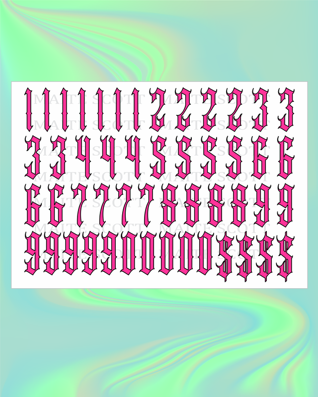 Numbers Classic Goth XL Outline - Maite Scott Decals