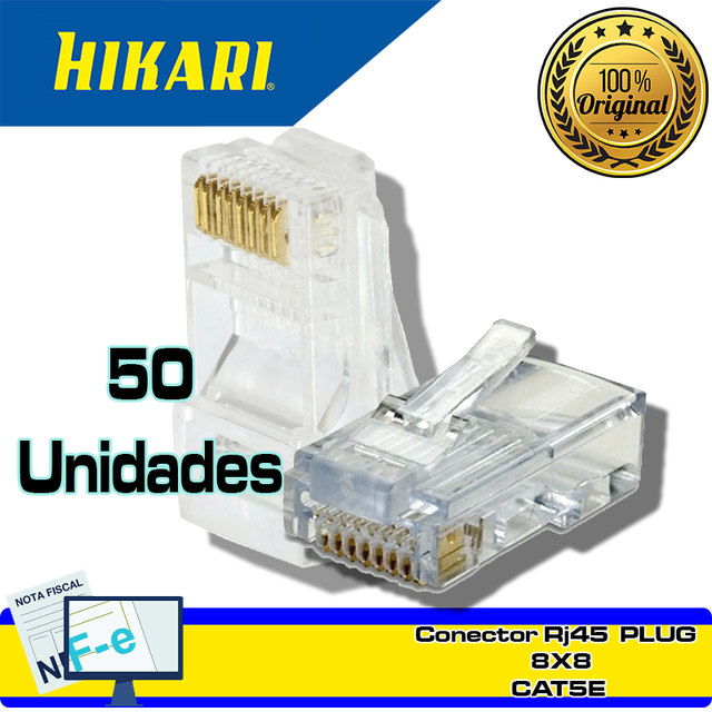Conector RJ45 Cat5e Hikari Plug 8x8 50 Unidades