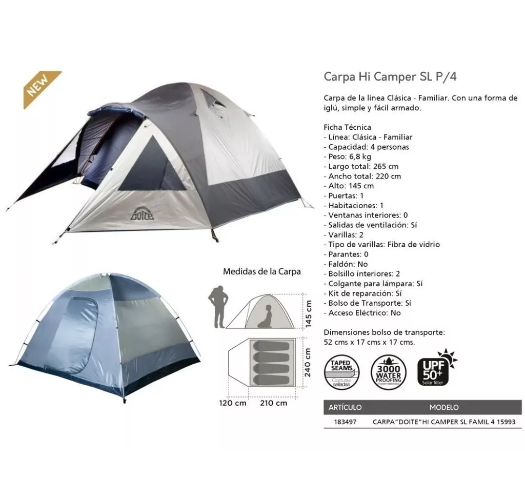 Carpa Doite Tipo Iglu Hi Camper Sl 4 Personas Camping