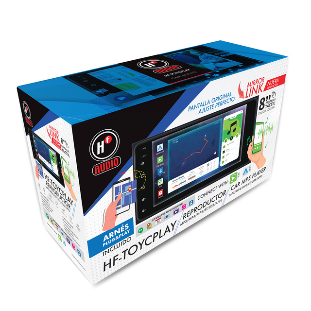 HF-TOYCPLAY Reproductor Pantalla Táctil 8" MP5, MP4, MP3, USB, BT, APPS