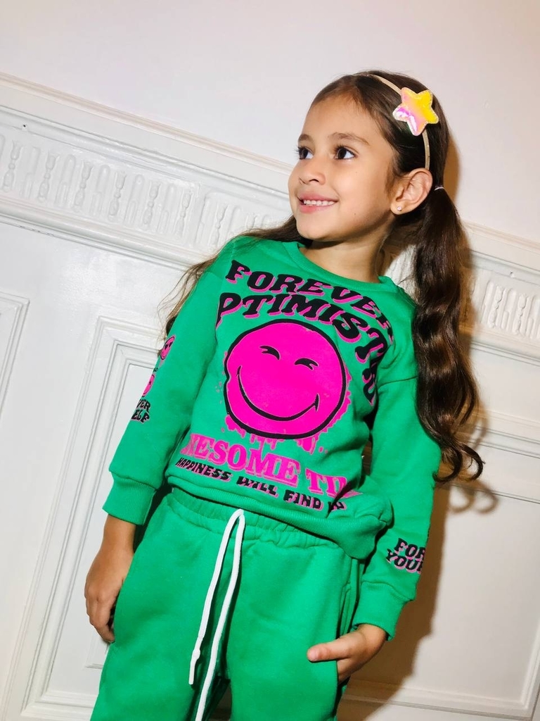 CONJUNTO FRISADO FOREVER EMOJI DE NENA (BUZO + PANTALON)