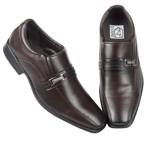 Sapato Café Placa Bico Quadrado Ijung