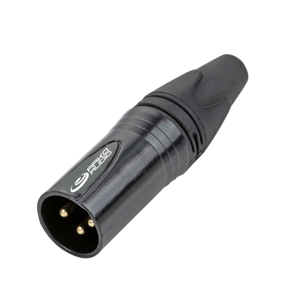Conector Xlr Macho De Linha 3 Pinos Preto Com Pinos Folhados Em Ouro - Xlr3Ml-Bg - Arko Audio