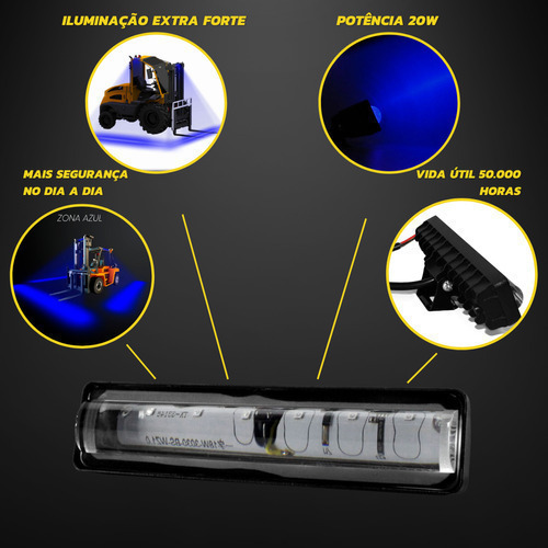Blue Zone Farol Led Barra Azul Empilhadeira Luz De Marcação