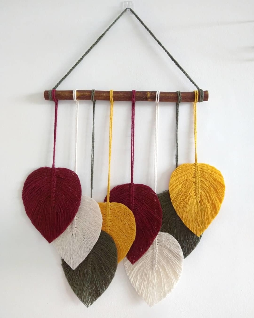 Painel de folhas de macramê (escolha até 4 cores)