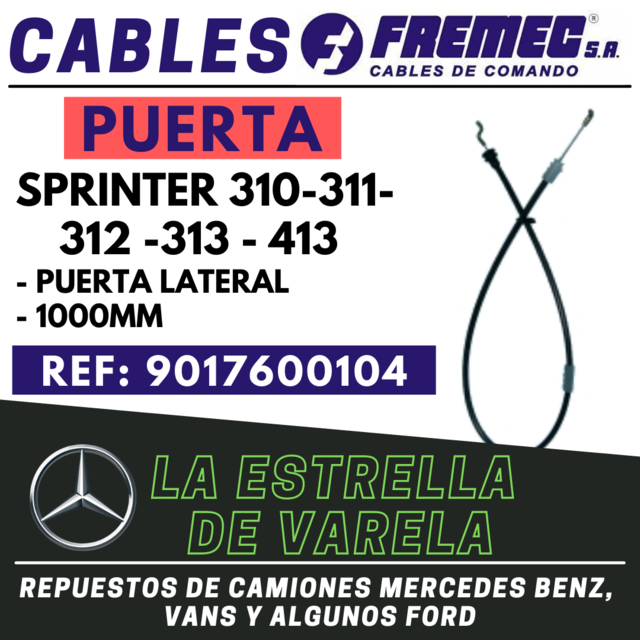 CABLES FREMEC - APERTURA DE PUERTA - SPRINTER 310 - 311 - 313 - 413 ...