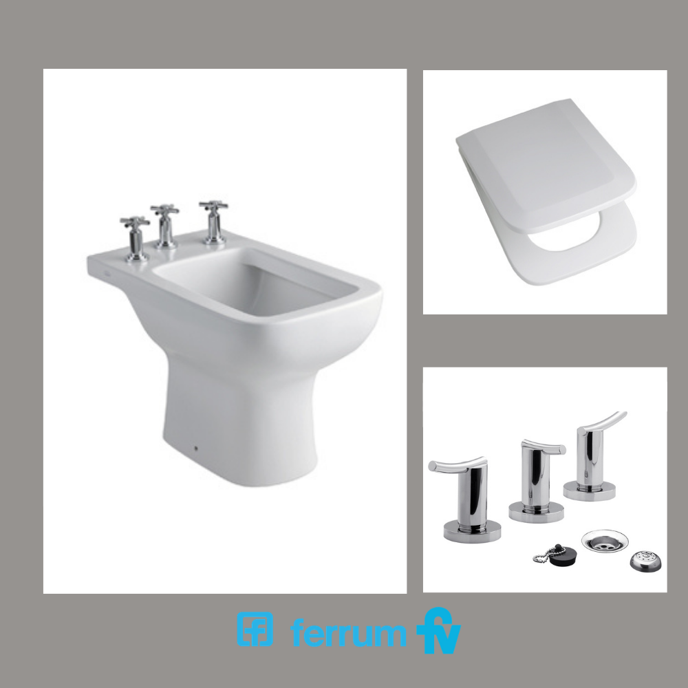 COMBO FERRUM BIDET TRENTO + TAPA+ GRIFERÍA LIBBY 0295/39