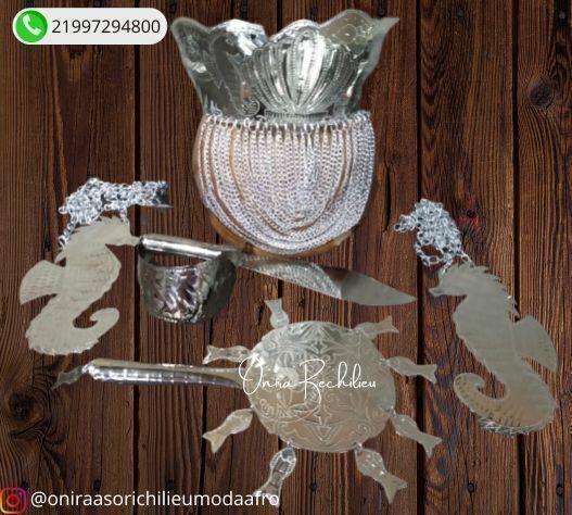Conjunto de paramentas de metal personalizado em conchas para Yemonja