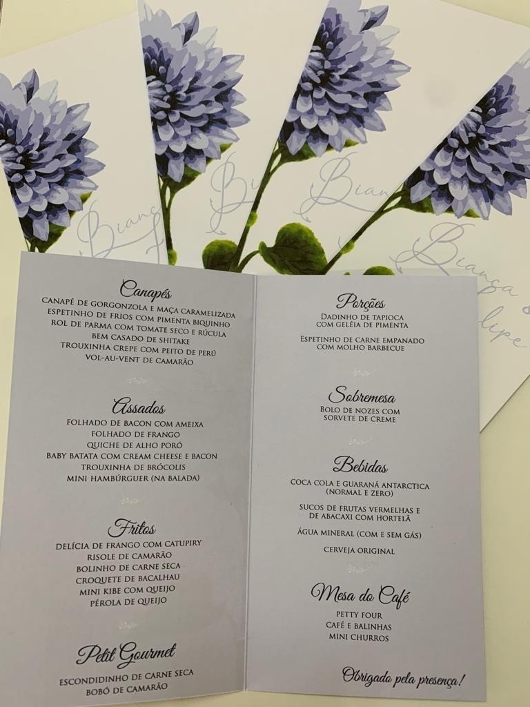 Menu de mesa | frente e verso - Yellow Studio Criativo
