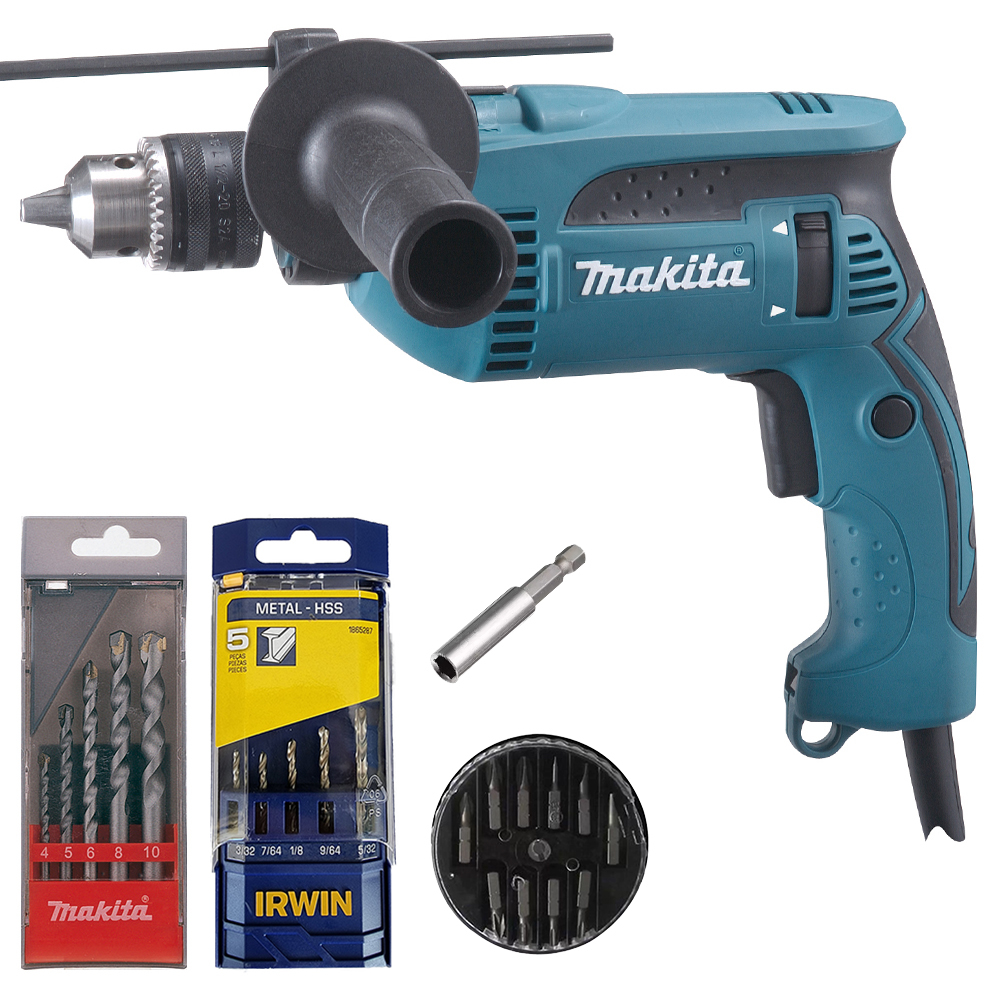 FURADEIRA DE IMPACTO 1/2 760W HP1640 220V MAKITA + JOGO DE BROCAS E BITS