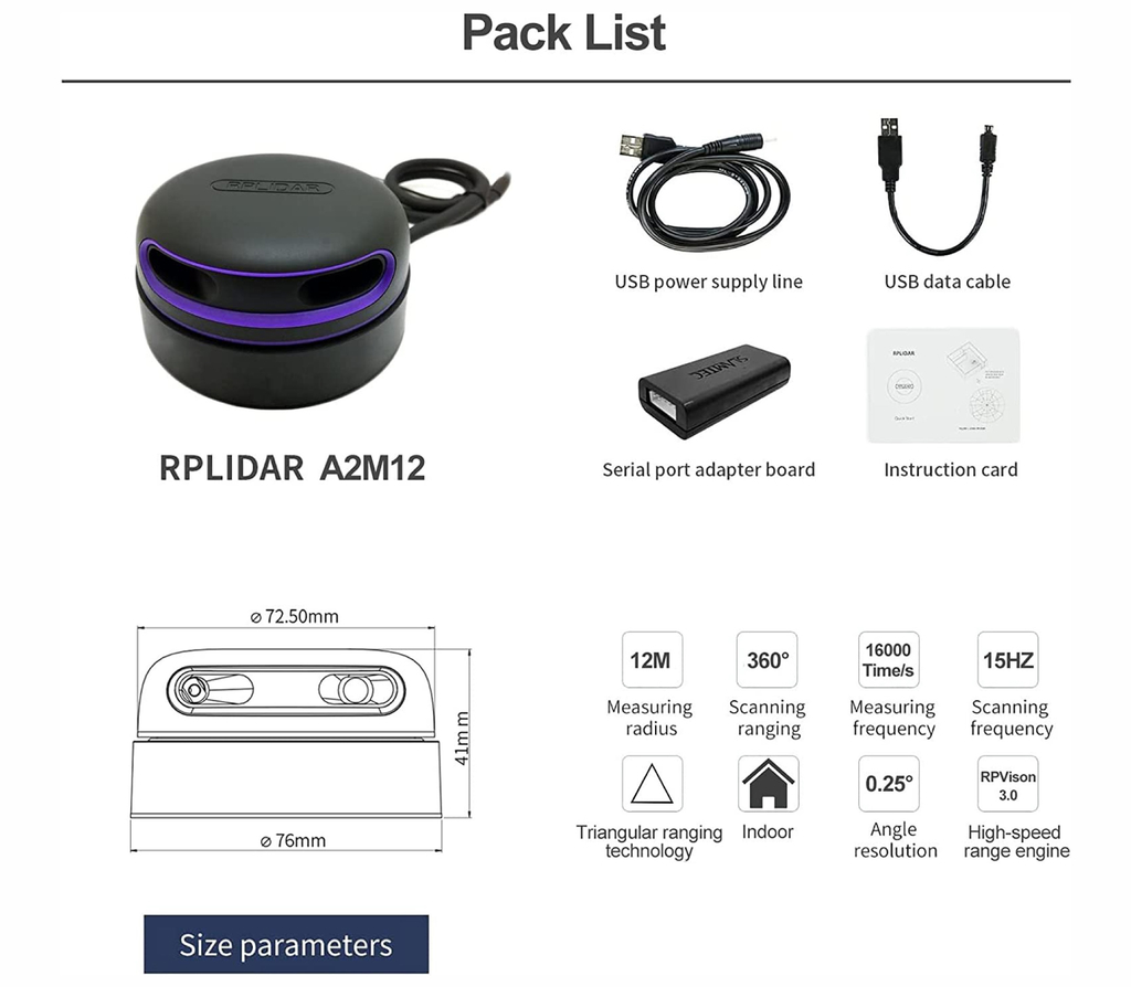Slamtec RPLIDAR A2M12 l Laser Scanner Development Kit l 12 Meters ...