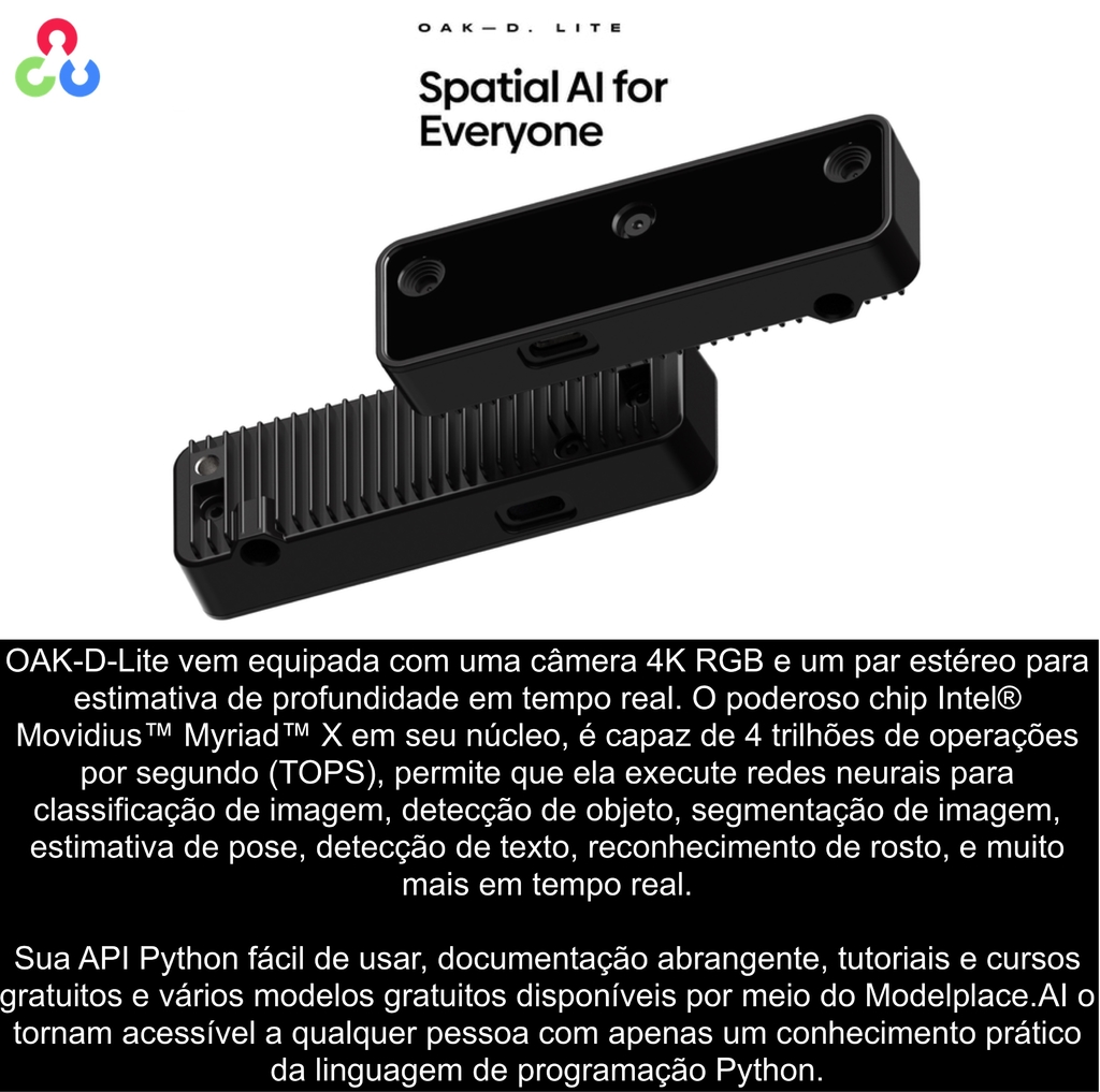 Luxonis OAK-D-Lite | OpenCV AI Kit | Spatial Stereo Depth 4K | 13MP Color Camera | Myriad X VPU ...
