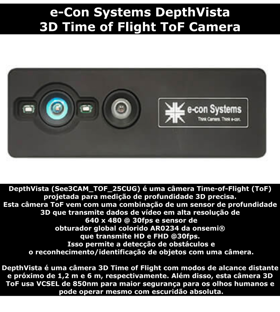 E Con Systems Depthvista 3d Time Of Flight Tof Depth Camera