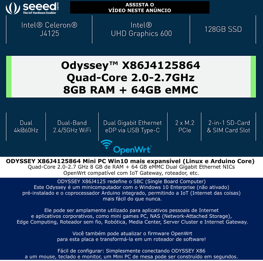 Studio Odyssey Mini PC Win10 Linux Arduino | Quad-Core 2.0-2.7GHz | 8GB ...