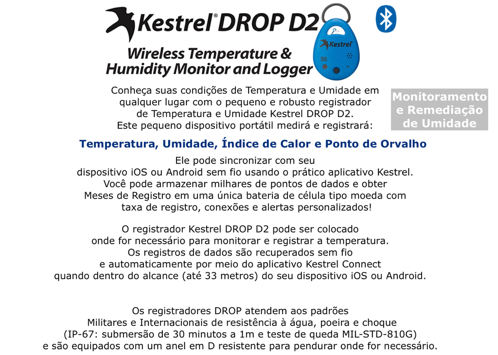 Kestrel Drop 2 Smart Humidity Data Logger | Monitoramento e Remediação ...