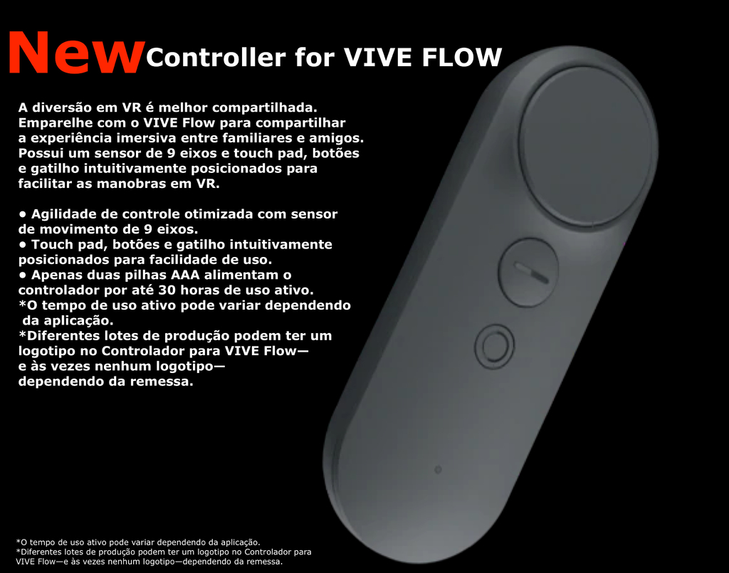 HTC VIVE FLOW Controller | Compacto e Leve A Serenidade Acontece | Os ...