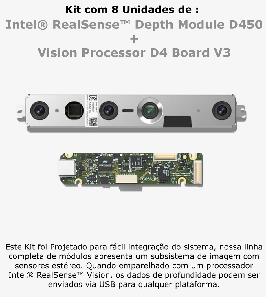 Intel RealSense Depth Module D450 + Vision Processor D4 Board Bundle ...