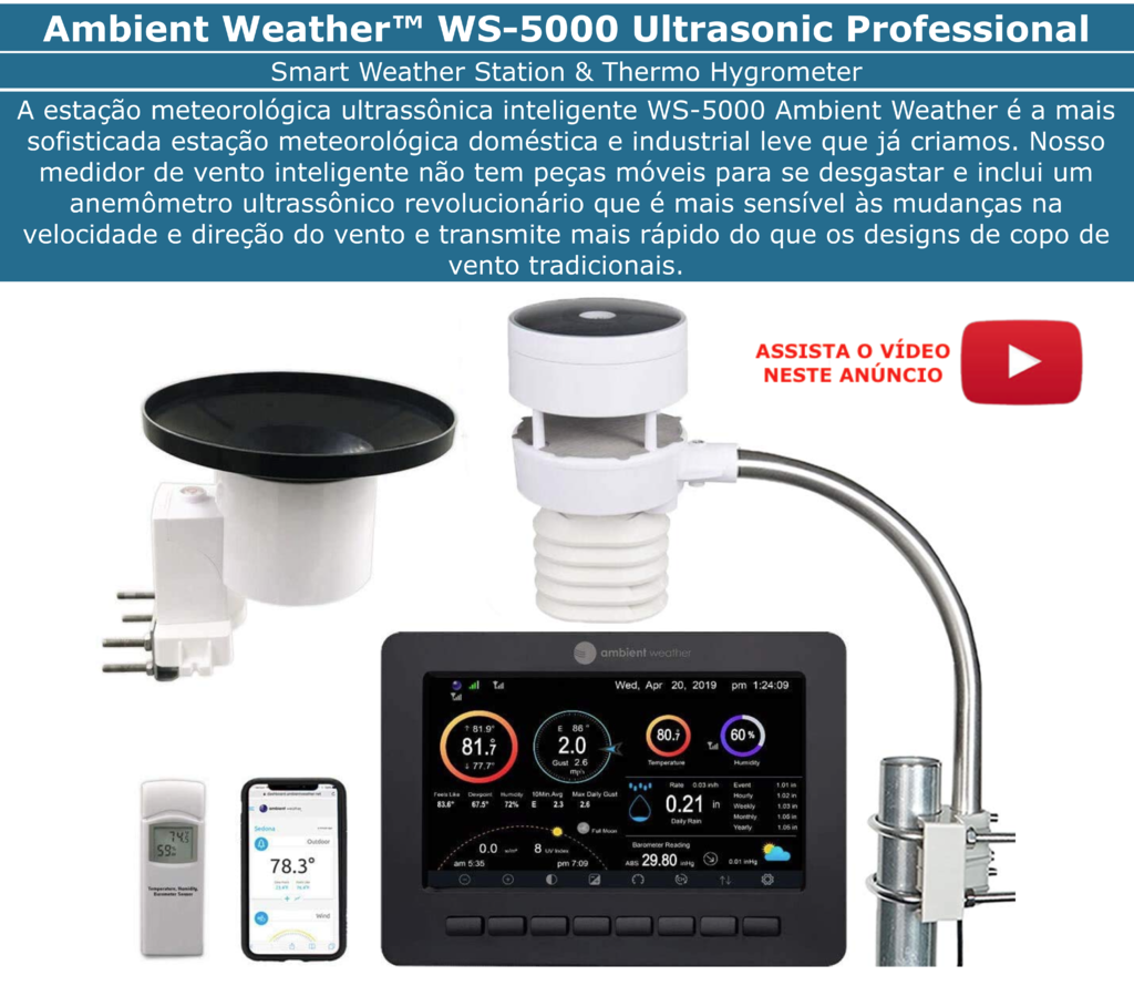 Ambient Weather WS-5000 Estação Metereológica Ultrassônica WiFi ...