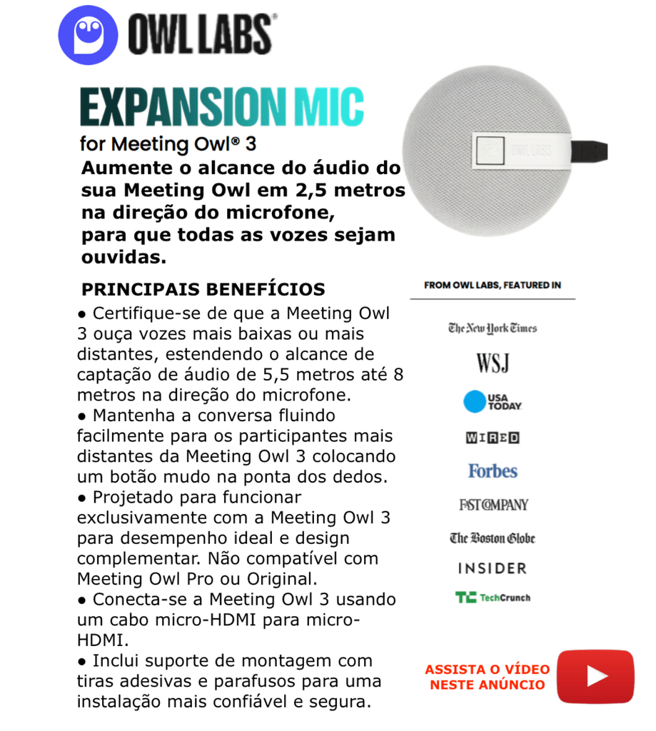 Owl Labs Meeting Owl Expansion Mic l para a Meeting Owl 3 l Estende o ...
