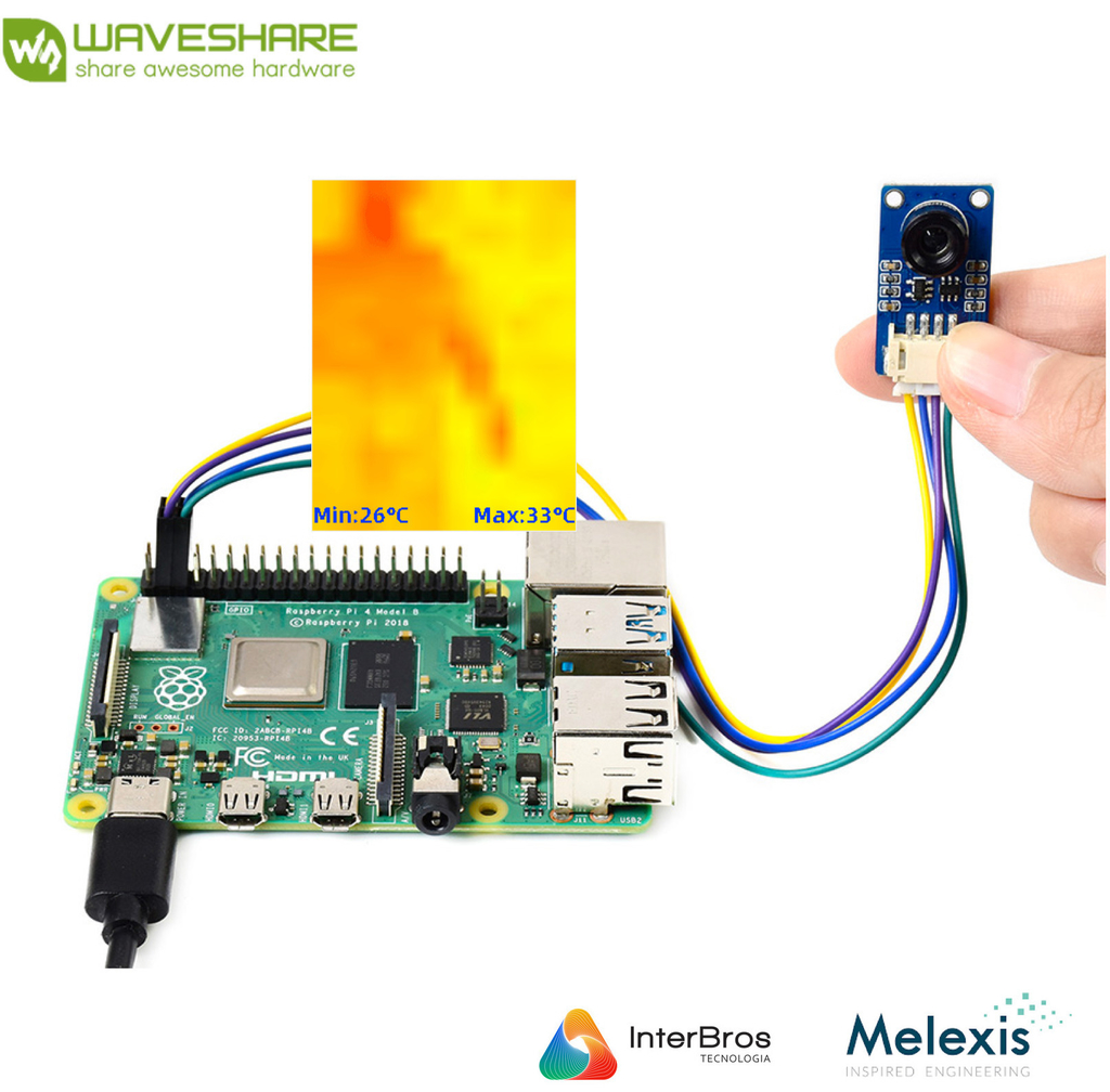 Waveshare MLX90640 IR Array Thermal Imaging Camera, 32×24 Pixels, 110° FOV , Módulo Câmera ...
