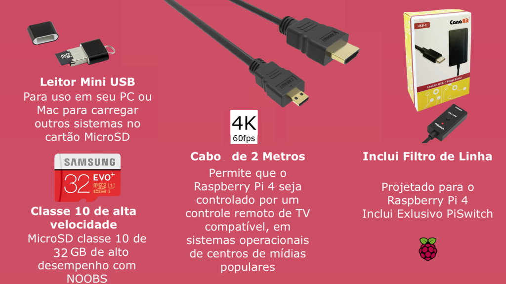 Raspberry Pi 4 Extreme Kit Quad Core | Memória 4GB RAM | Disponível com ...