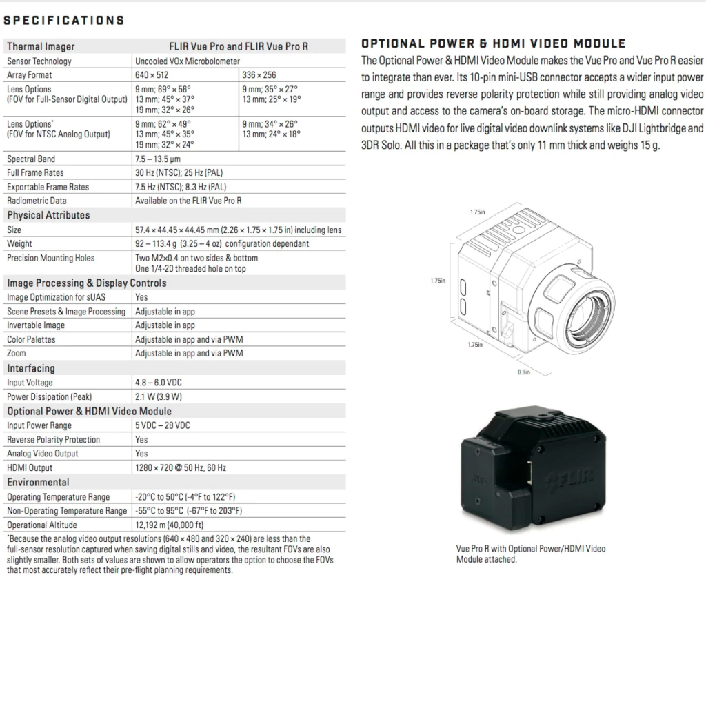 FLIR Vue Pro Drone Thermal Imaging & Data Recording Camera Termográfica ...