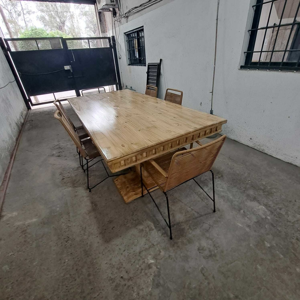 MESA RESTORATION + SILLAS TULUM - Muebles Priscob