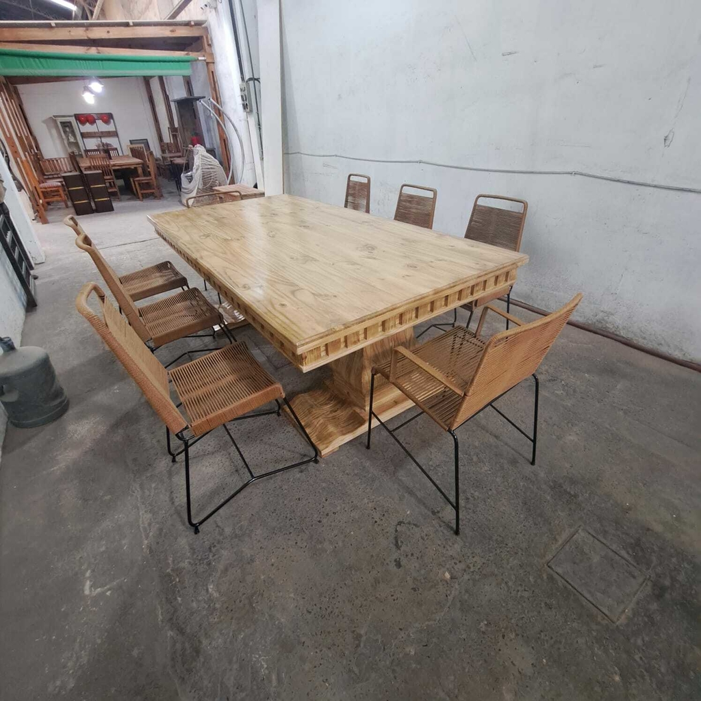 MESA RESTORATION + SILLAS TULUM - Muebles Priscob