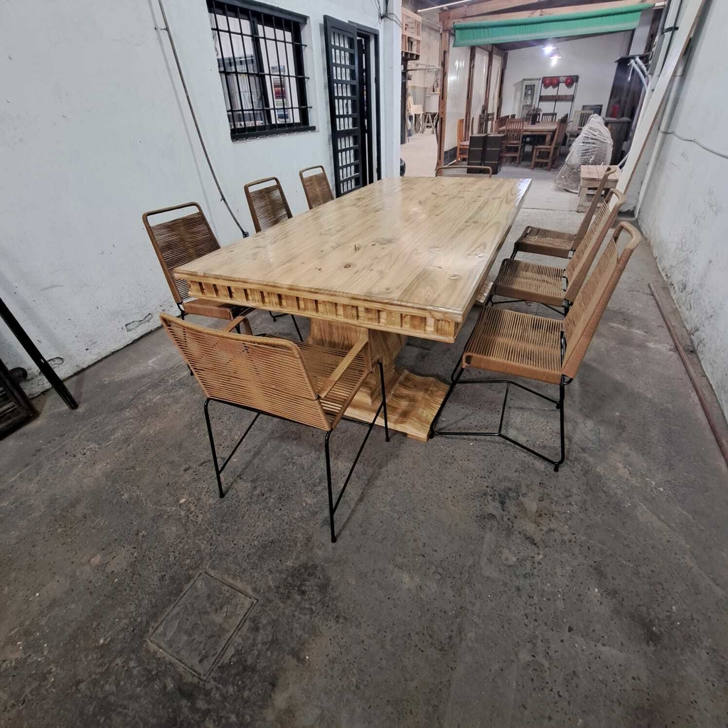 MESA RESTORATION + SILLAS TULUM - Muebles Priscob