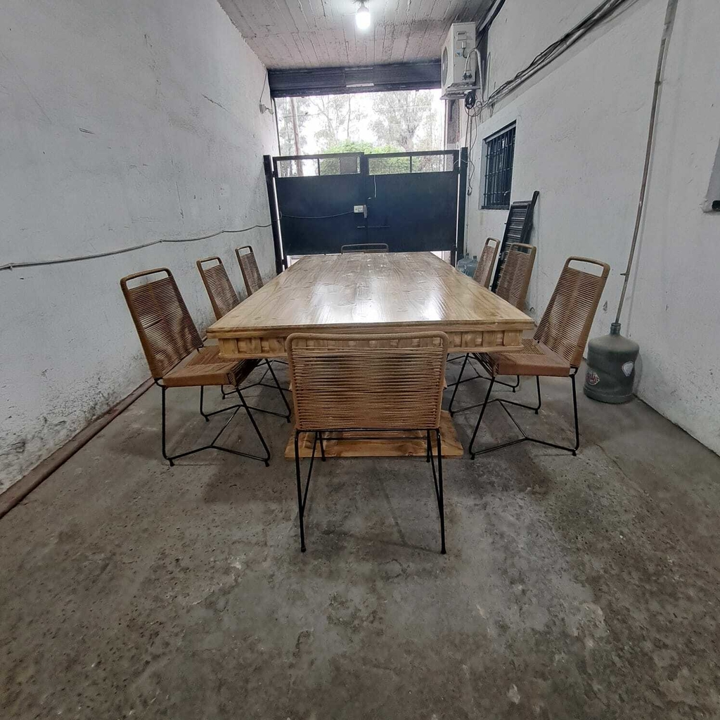 MESA RESTORATION + SILLAS TULUM - Muebles Priscob