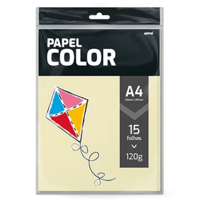 Papel color plus 120g A4 com 50 folhas marfim - JFKas