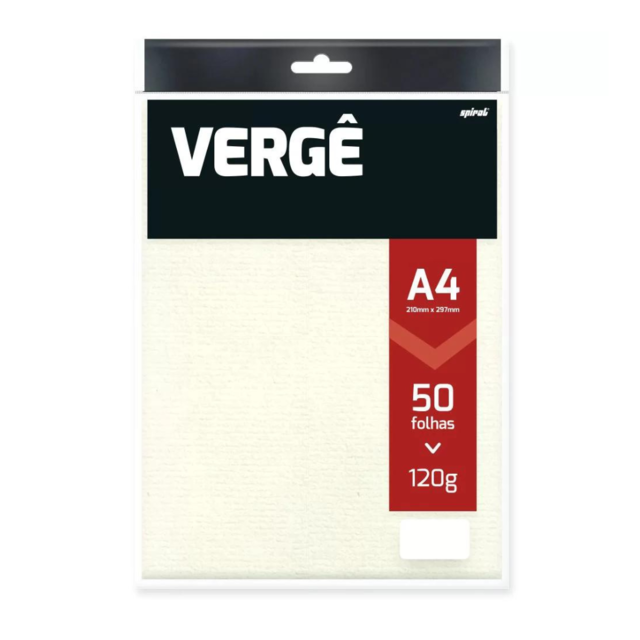 Papel vergê 120g A4 branco com 50 folhas - JFKas