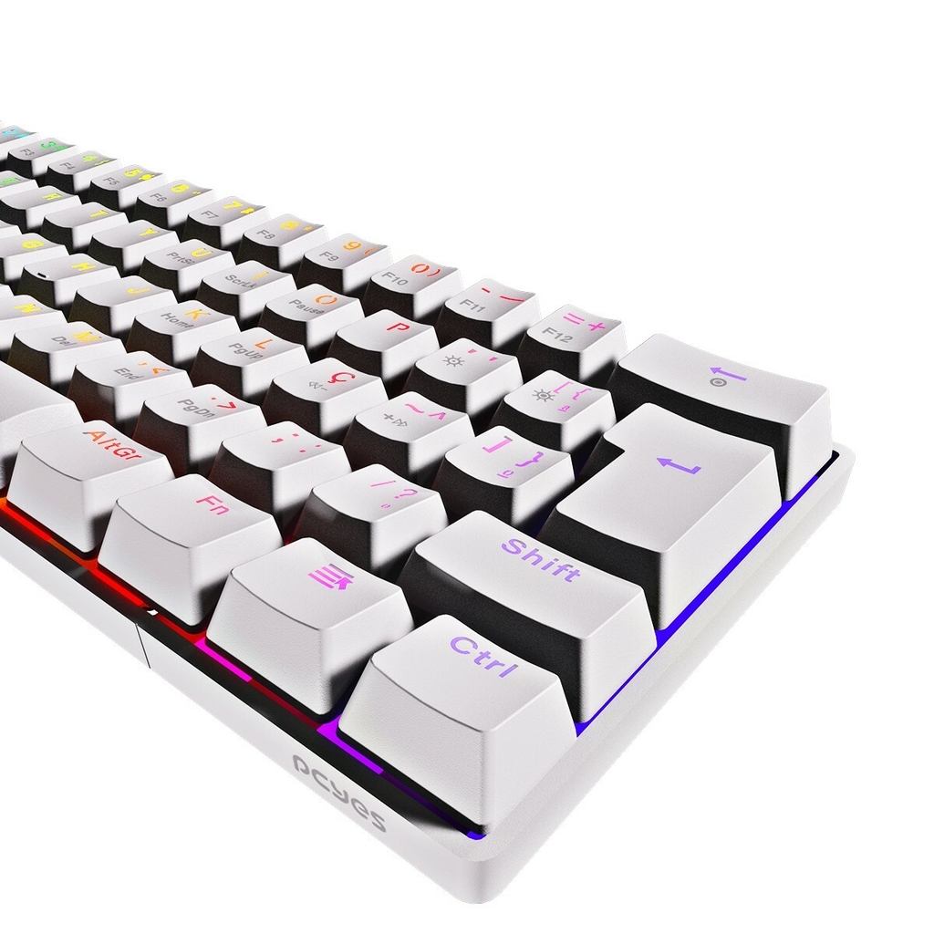 Teclado Gamer Mecânico 60% Pcyes Zot White RGB Switch Blue
