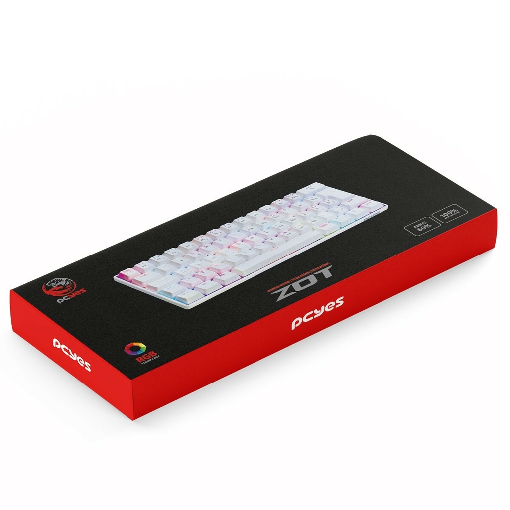 Teclado Gamer Mecânico 60% Pcyes Zot White RGB Switch Blue