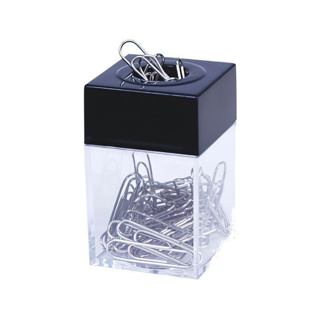 Porta Clips Bote Dispensador para Escritorio Clips de Colores Incluidos