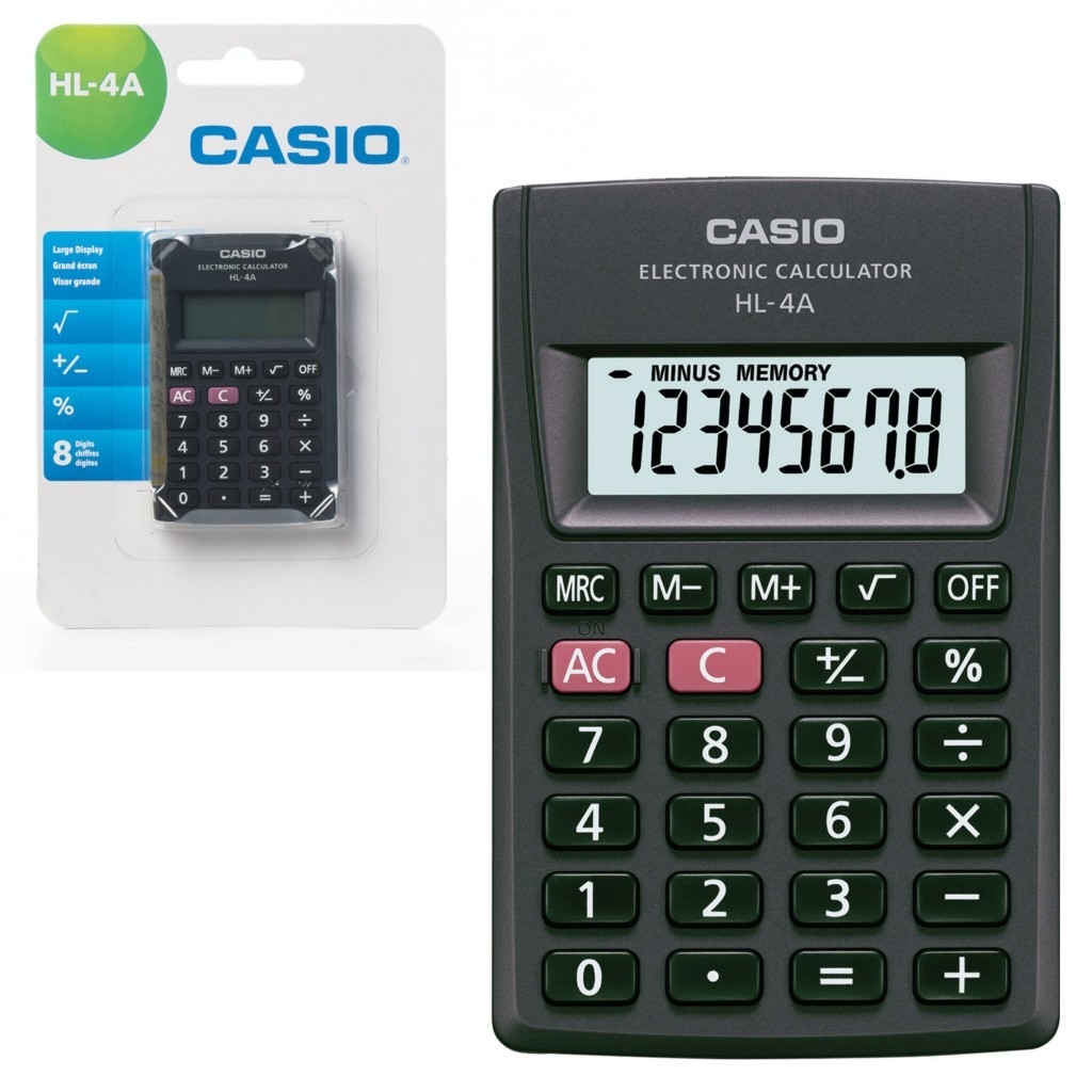 Calculadora de Bolsillo Casio HL-4A Mini Calculadora Simple para Exámenes de Admisión
