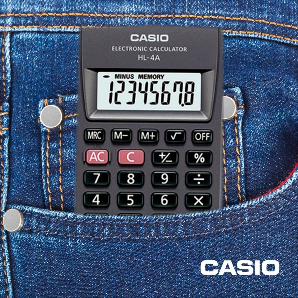 Calculadora de Bolsillo Casio HL-4A Mini Calculadora Simple para Exámenes de Admisión