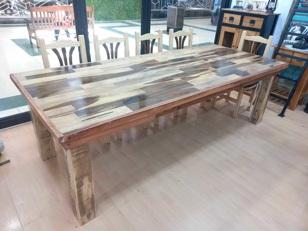 Juego De Comedor-quincho. Mesa De Madera Nativa + 10 Sillas!