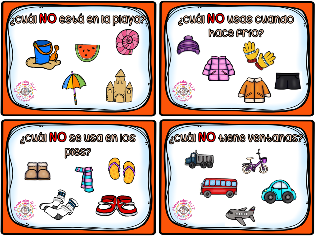 Tarjetas de preguntas negativas - MaterialesALIT