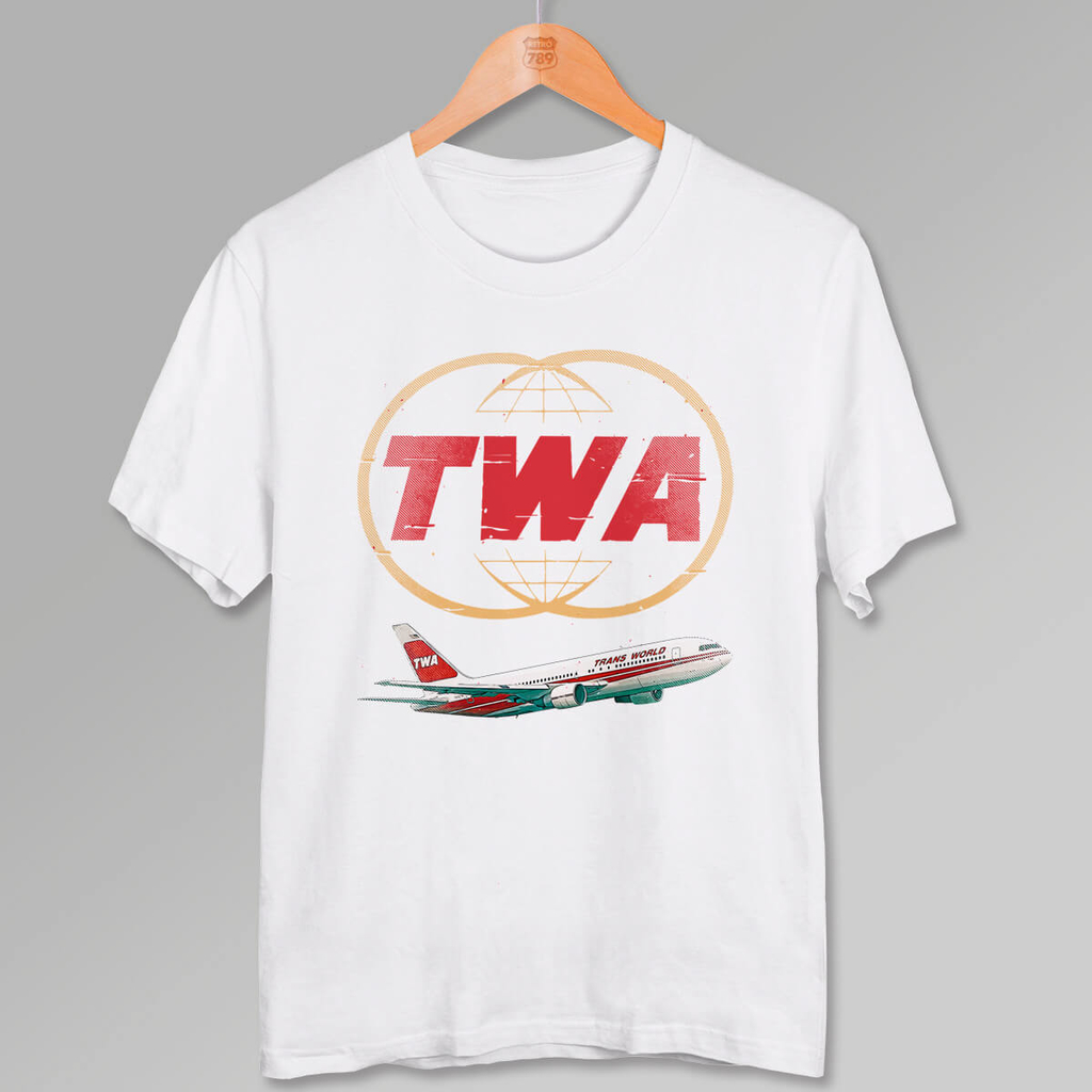 Camiseta Retrô TWA Logo Aeronave Unissex - RETRÔ 789