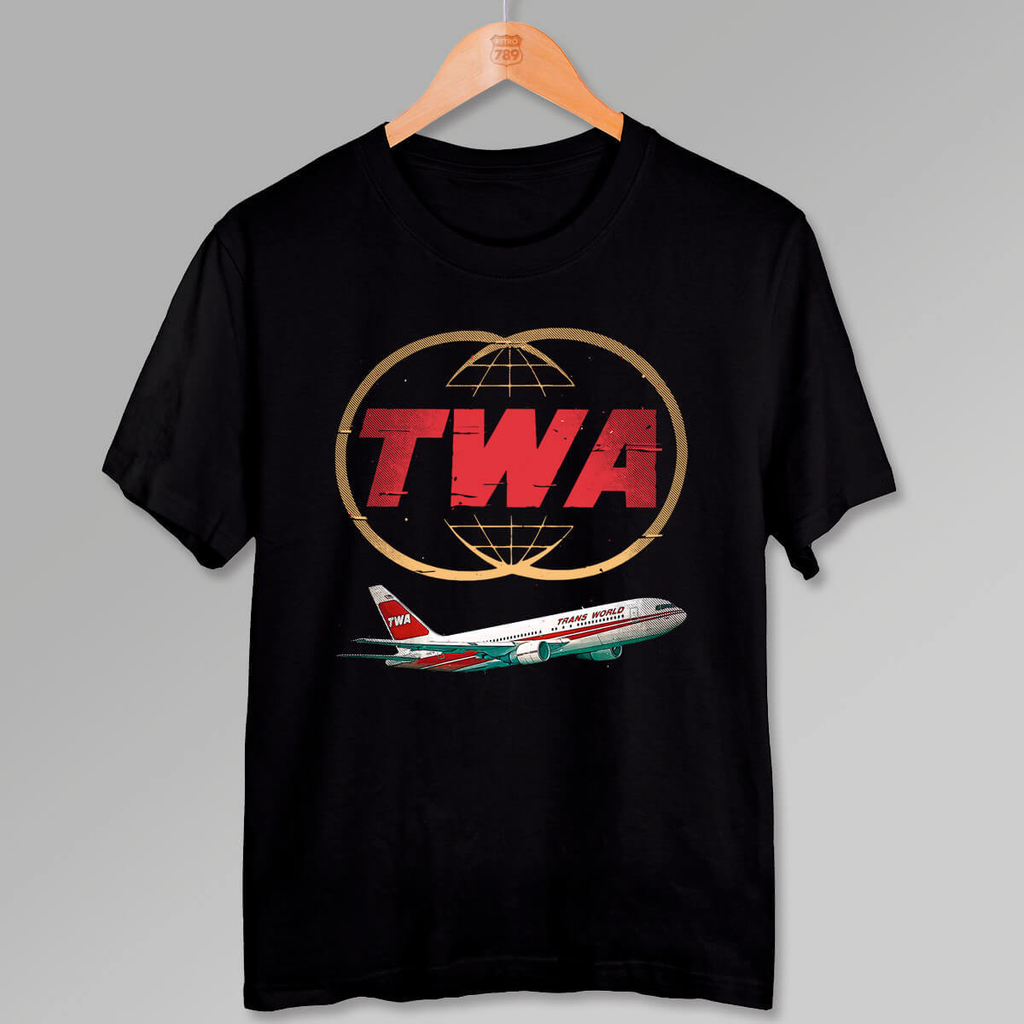 Camiseta Retrô TWA Logo Aeronave Unissex - RETRÔ 789