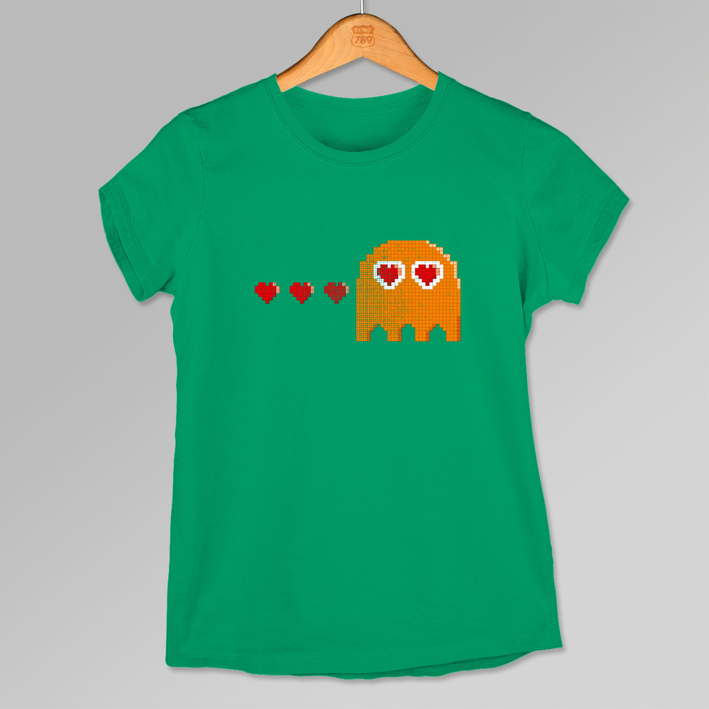 Camiseta Hearts Pac-Man Ghost Retrô Grunge Feminina