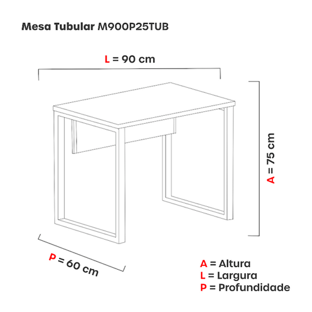 Mesa pé Tubular P25 - 90mm