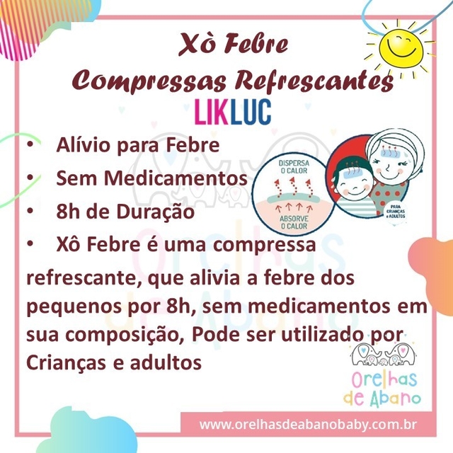 Xô Febre Compressa Adesiva Refrescante LikLuc com 4 Unidades