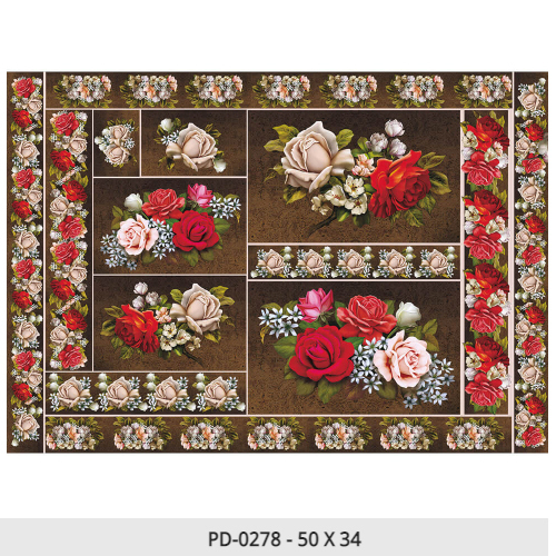 Papel para Decoupagem Litoarte PD-278 - Rosas Fundo Marrom