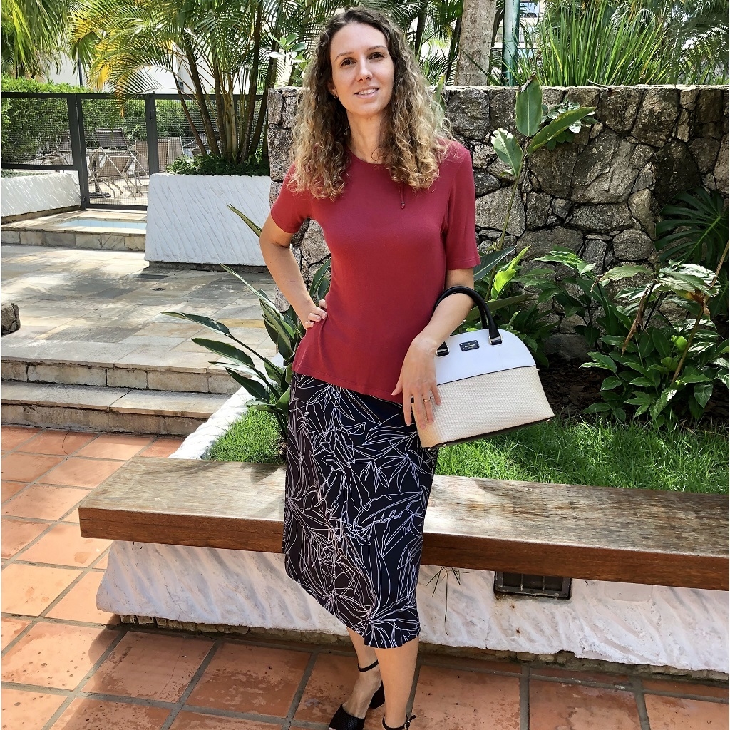 Saia Midi Preta e Branca