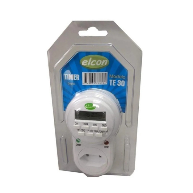 Timer Digital Programavel Para Tomada Te-30 Elcon Bivolt