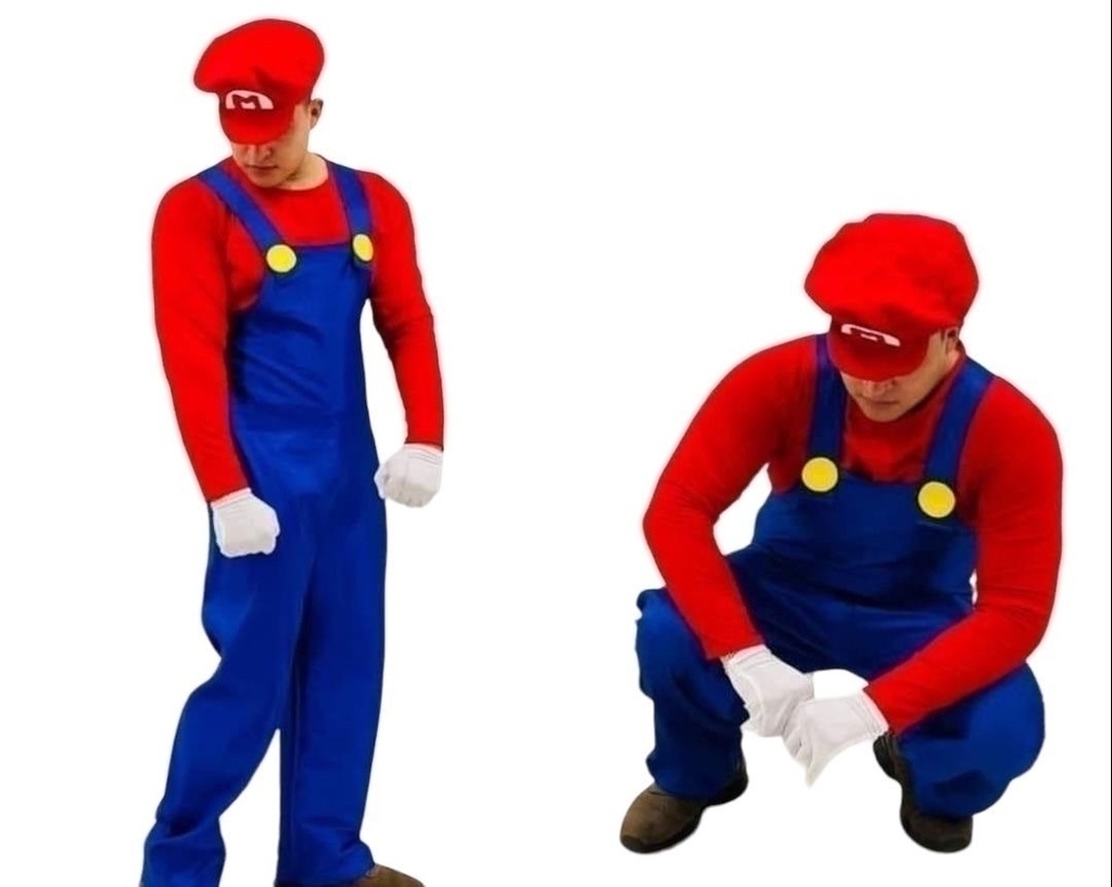 Traje MARIO BROS CABALLERO Unitalla (abarca ch y m ) INCLUYE GUANTES